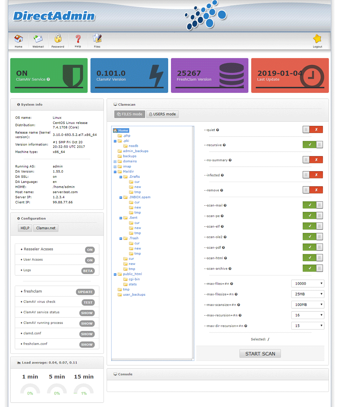 New ClamAV GUI interface for DirectAdmin | Woktron Hosting