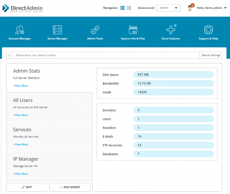New Evolution skin now available for DirectAdmin | Woktron Web Hosting
